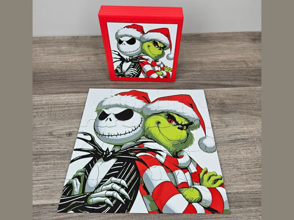 Puzzle - The Grinch and Jack Skellington by BusyKikiBee - MakerWorld