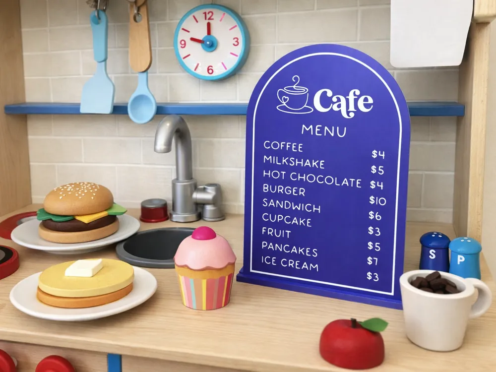 Kids Cafe Menu Sign - Pretend Play - Free 3D Print Model - MakerWorld