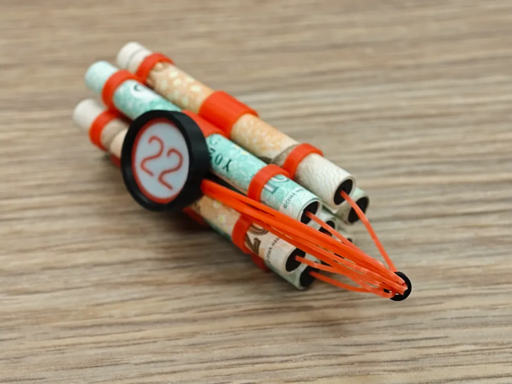 dynamite money gift box, changeable numbers by SeltinoCZ - MakerWorld