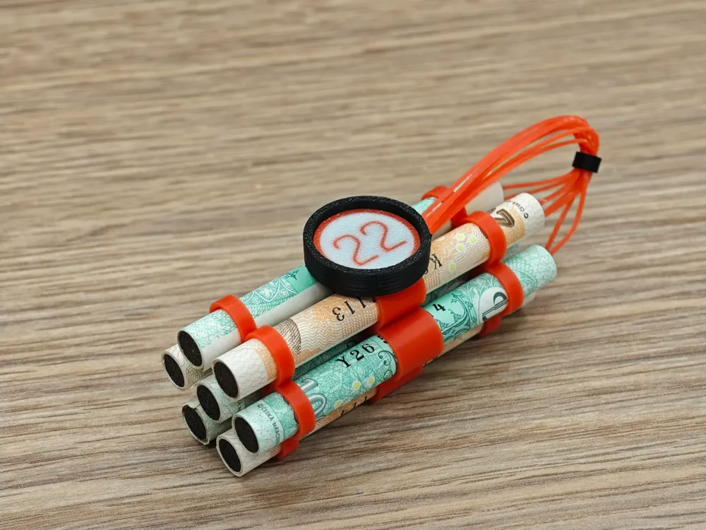 dynamite money gift box, changeable numbers by SeltinoCZ - MakerWorld