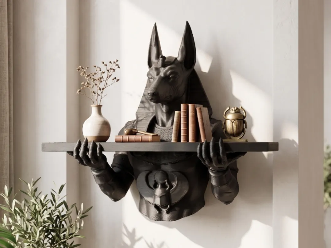 Egyptian God Anubis Wall Shelf Display - Free 3D Print Model - MakerWorld