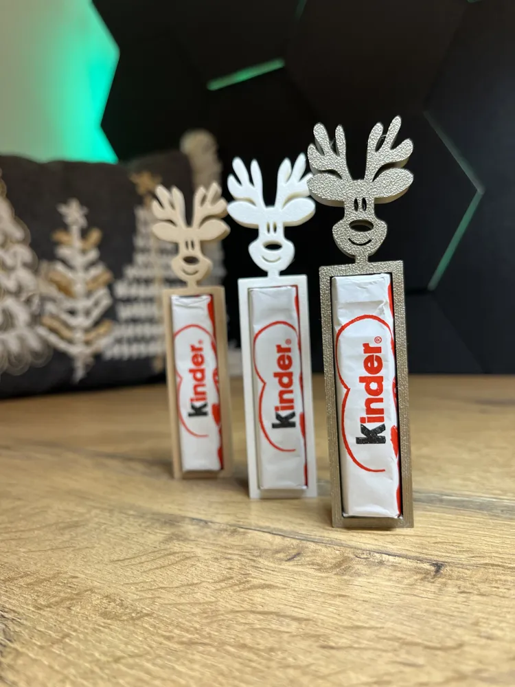 Kinder Chocolate Holder Reindeer - Free 3D Print Model - MakerWorld
