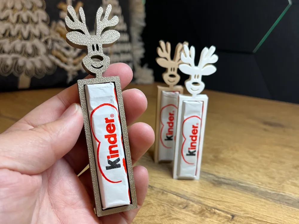 Kinder Chocolate Holder Reindeer - Free 3D Print Model - MakerWorld
