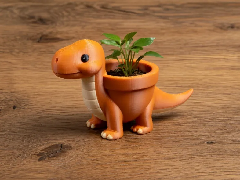 Cute Dinosaur Plant Pot - Free 3D Print Model - MakerWorld
