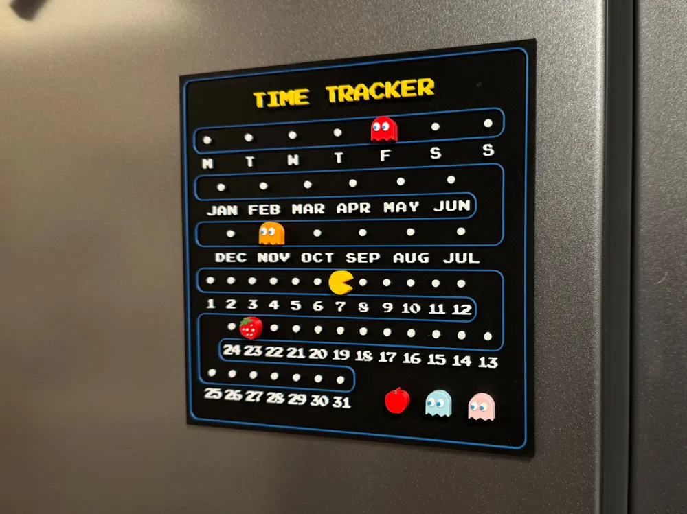 Time Tracker - Pac-Man Perpetual Calendar - Free 3D Print Model ...