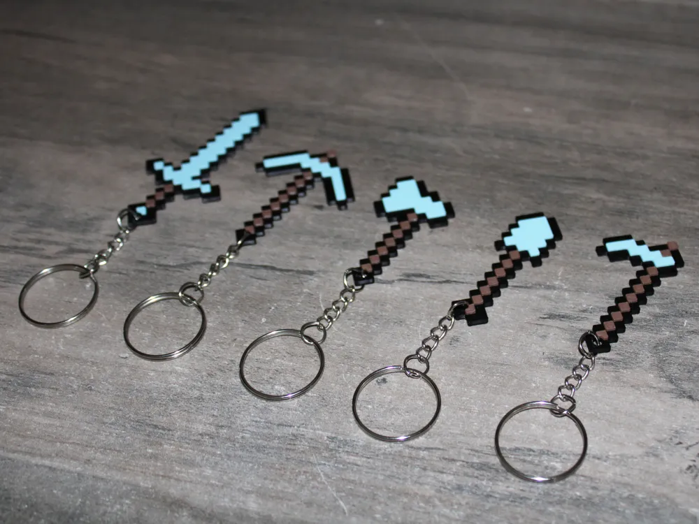 Minecraft Sword Pickaxe Keychain Collection by Franken 3D MakerWorld ...