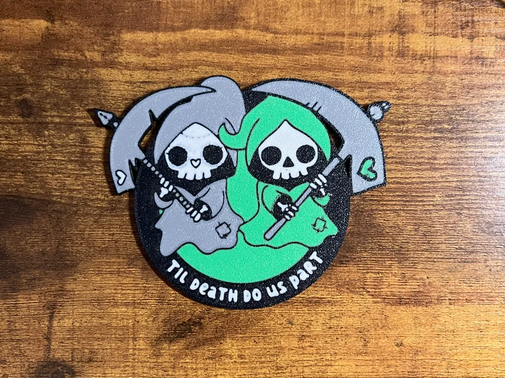 Grim Reaper Couple Coaster by StudBuffin - MakerWorld