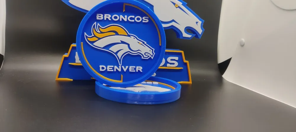 Denver Broncos Coasters by ruBBeLdieKaTzMakerWorld: Download Free 3D Models