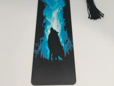 Wolf and aurora bookmark - hueforge - Free 3D Print Model - MakerWorld