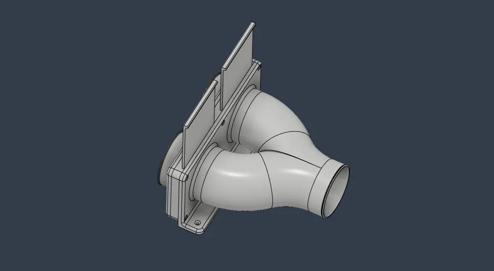 4" Exhaust Pipe Y Splitter with Blast Gates - Free 3D Print Model ...