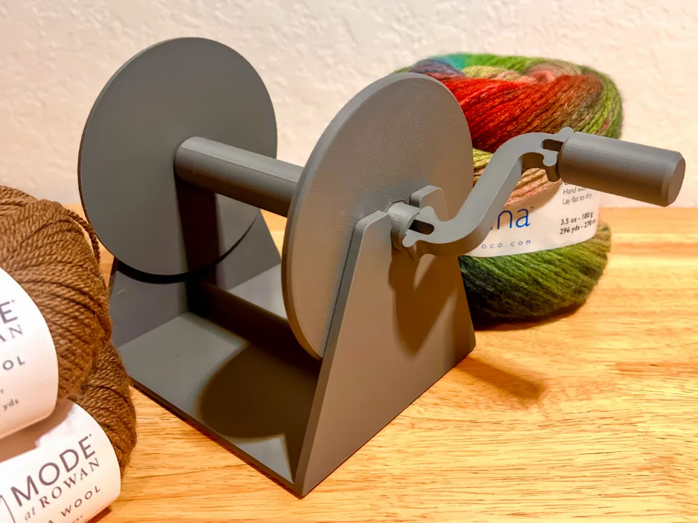 Hand-Crank Spool Winder Stand | Yarn - Rope - Cord - Free 3D Print ...