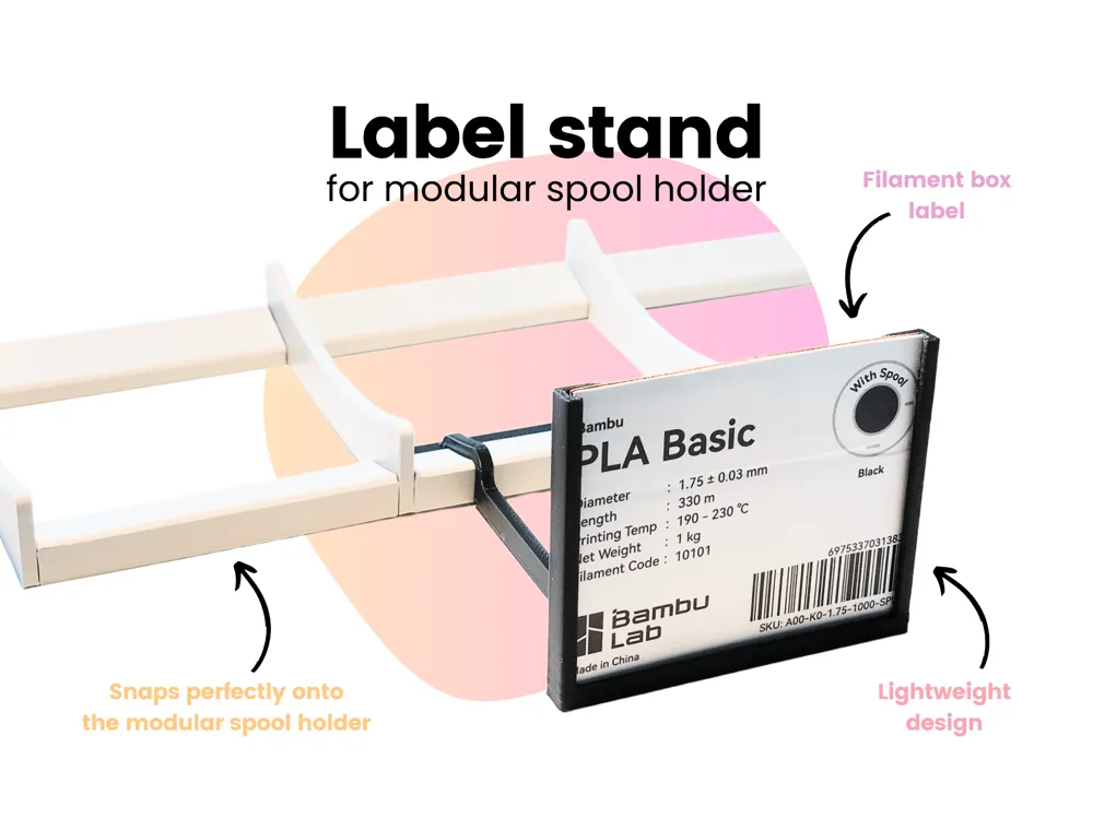 Label stand for modular spool holder by Michał Wilk - MakerWorld