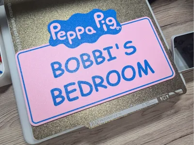 Peppa Pig Name Sign (Editable text) - Free 3D Print Model - MakerWorld
