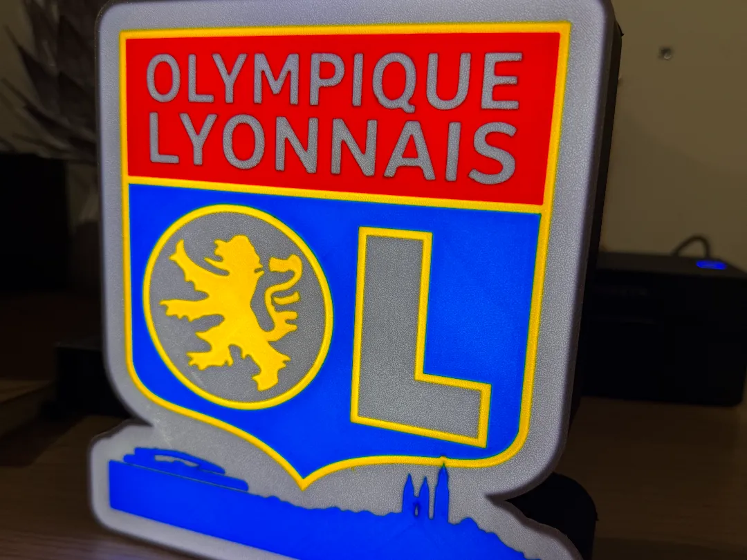 Light box OL - Olympique Lyonnais - Modèle d'Impression 3D Gratuit ...