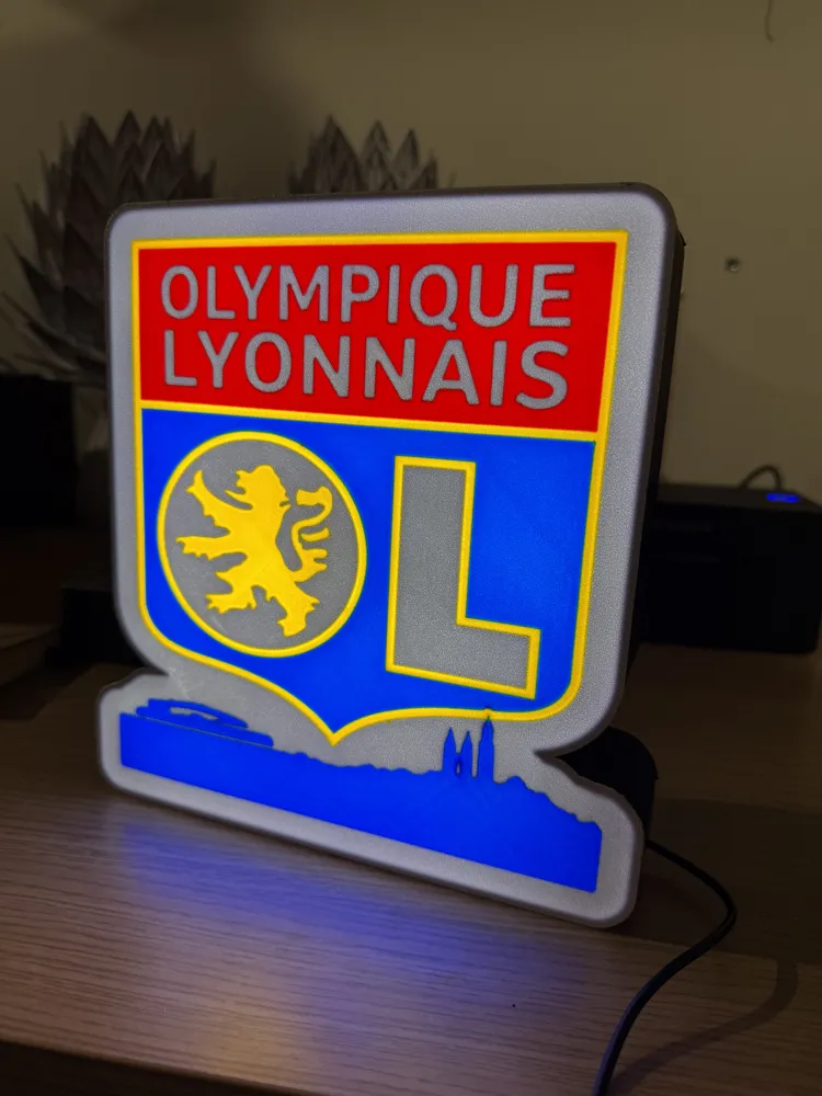 Light box OL - Olympique Lyonnais - Modèle d'Impression 3D Gratuit ...