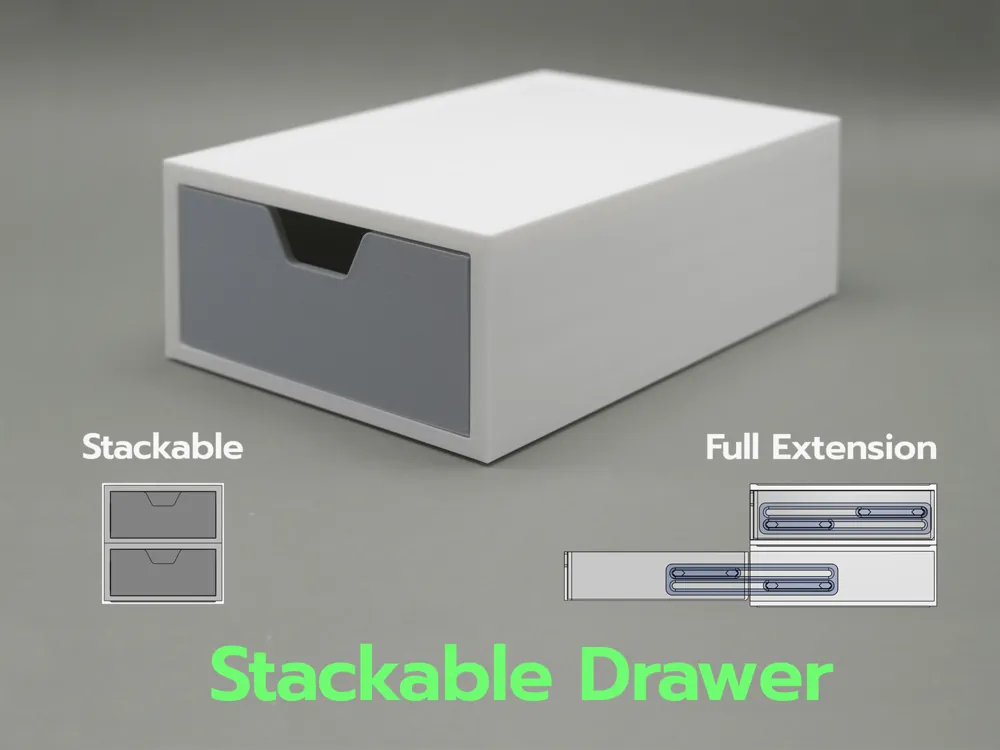 Full Extension Stackable Drawer / Monitor Riser by Kong 3D MakerWorld ...