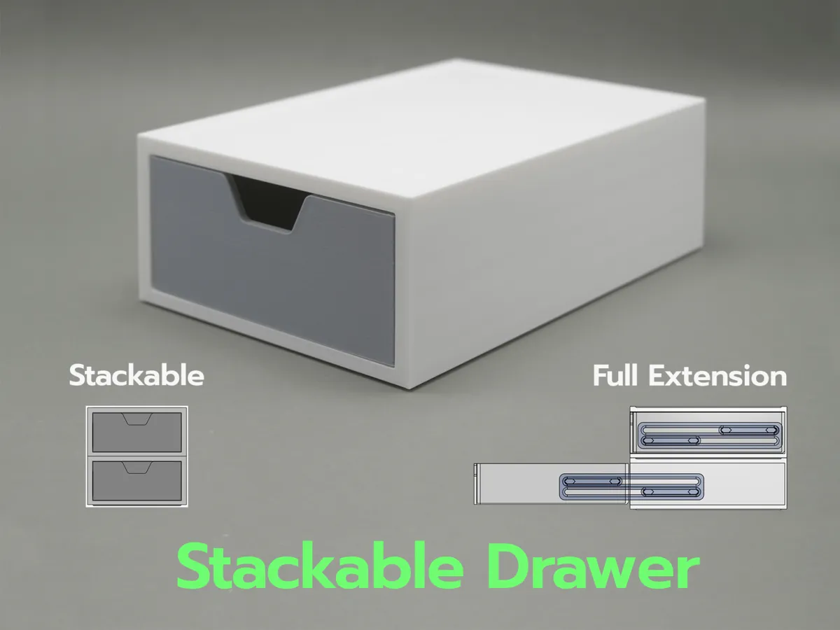 Full Extension Stackable Drawer / Monitor Riser - Free 3D Print Model ...
