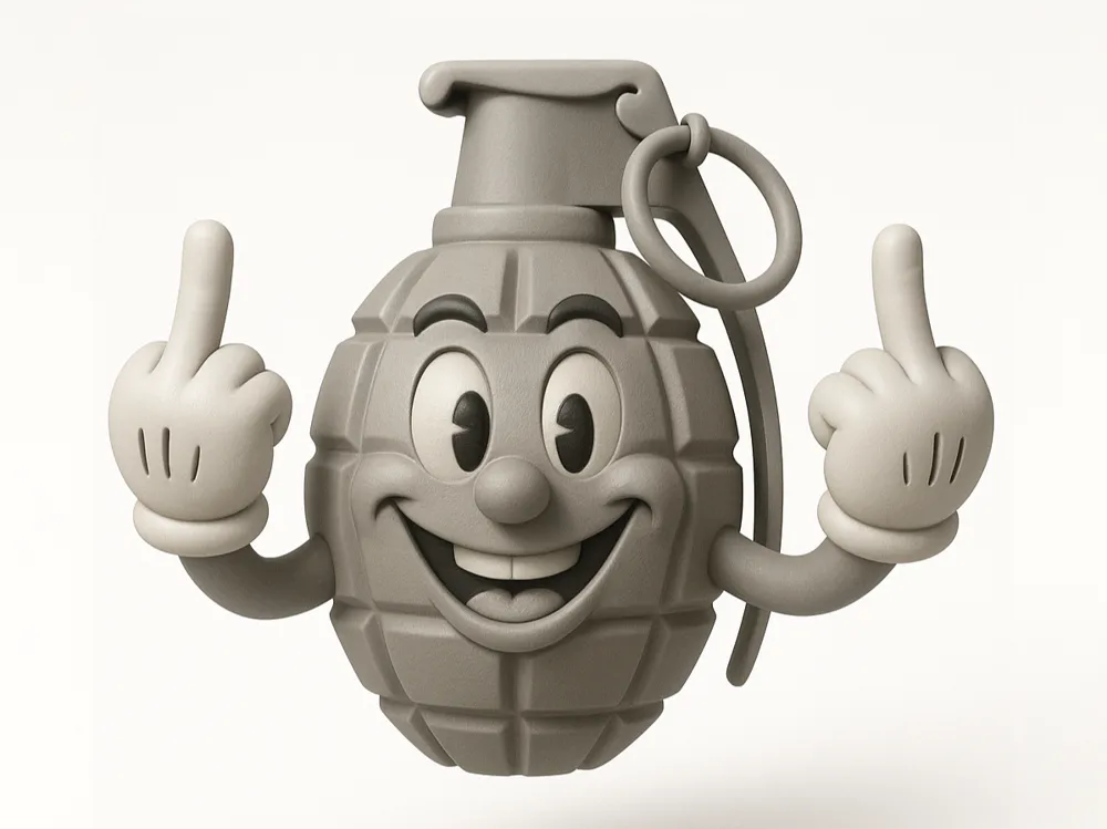 Grumpy Grenade | Graffiti Art Toy - Free 3D Print Model - MakerWorld