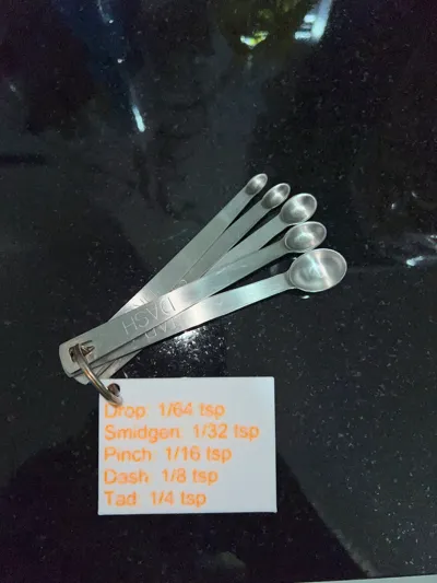MINI MICRO MEASURING SPOONS LEGEND DANGLE - drop smidgen pinch dash tad ...