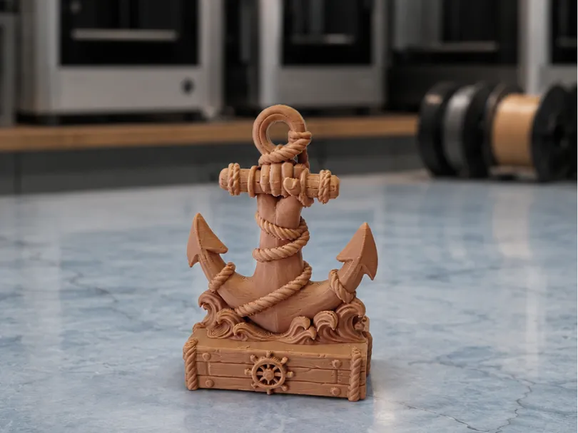 Nautical Anchor with Wave Base - Free 3D Print Model - MakerWorld