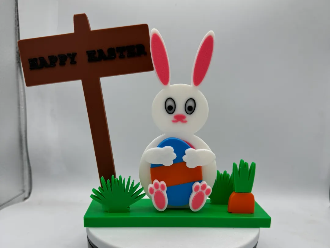 Happy Easter Bunny Display - NO AMS - Free 3D Print Model - MakerWorld
