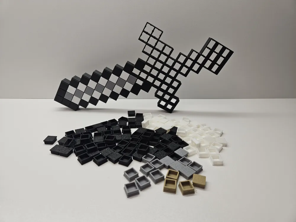 Minecraft Pixel Sword - No AMS - Free 3D Print Model - MakerWorld