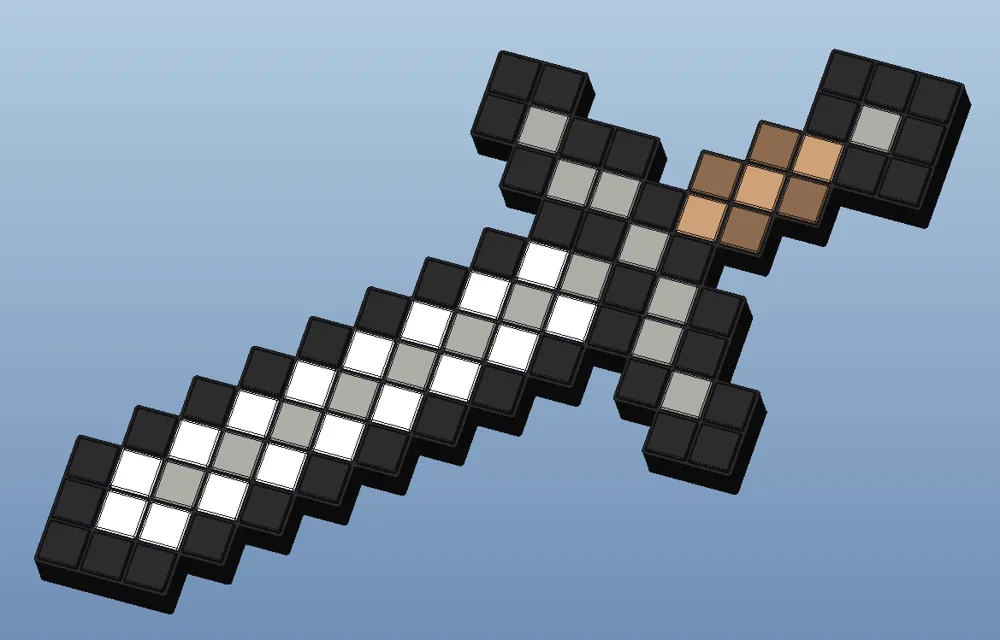 Minecraft Pixel Sword - No AMS - Free 3D Print Model - MakerWorld