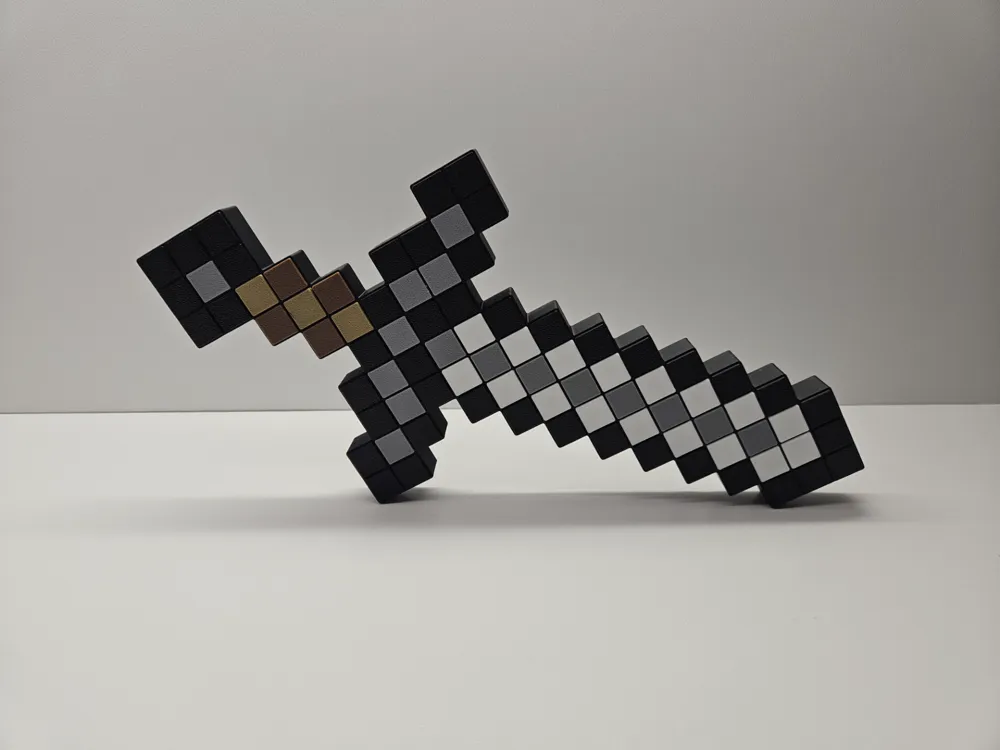 Minecraft Pixel Sword - No AMS - Free 3D Print Model - MakerWorld