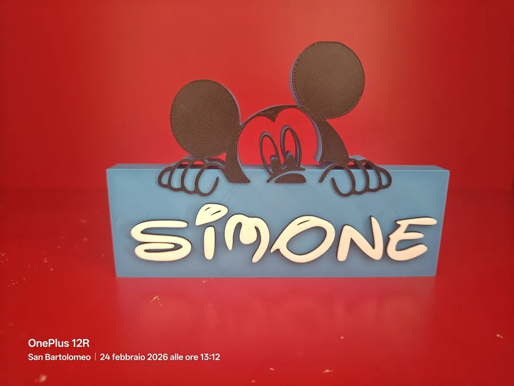 Simone Disney Mickey Mouse desk nameplate - Free 3D Print Model ...