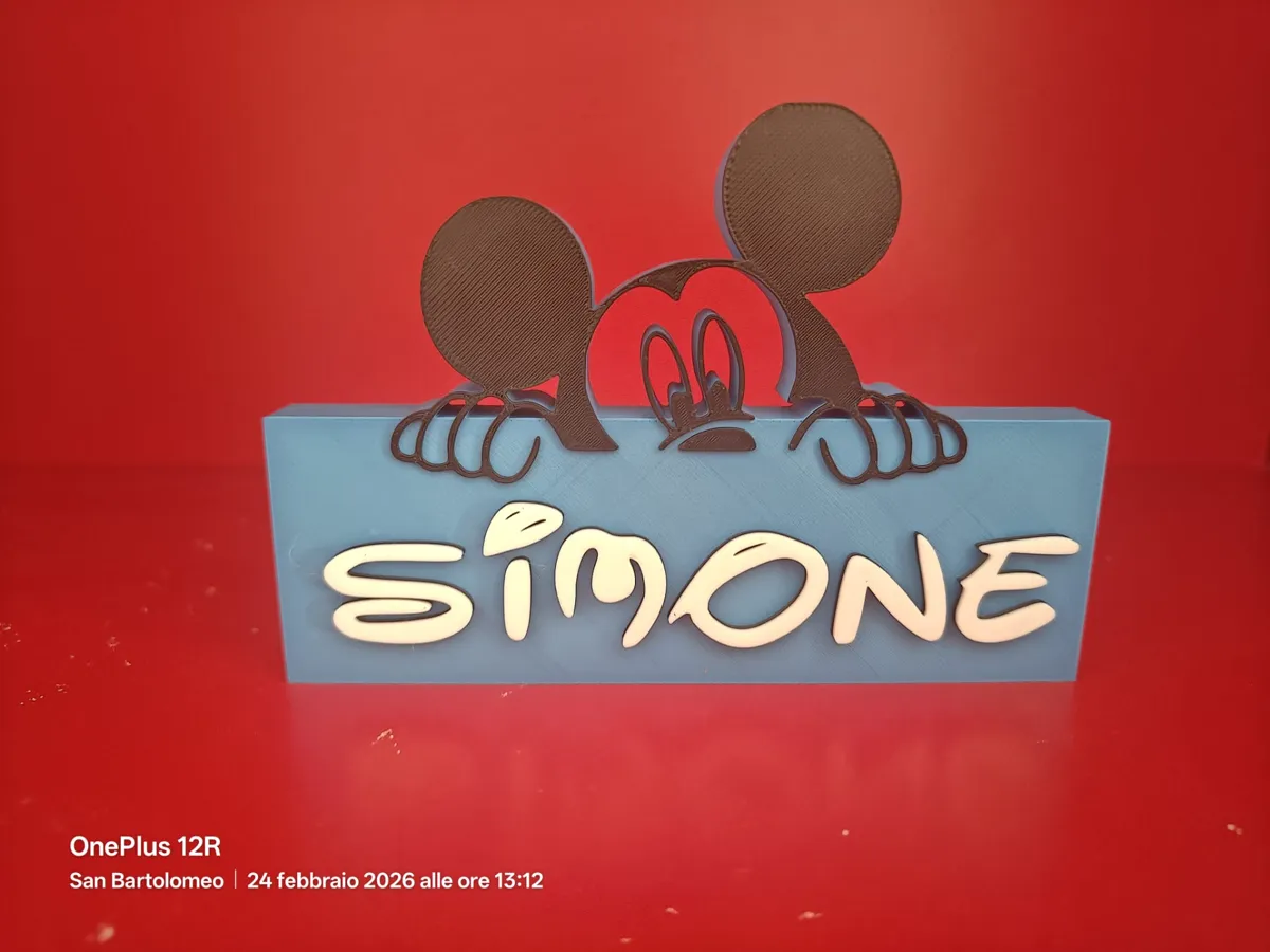 Simone Disney Mickey Mouse desk nameplate - Free 3D Print Model ...