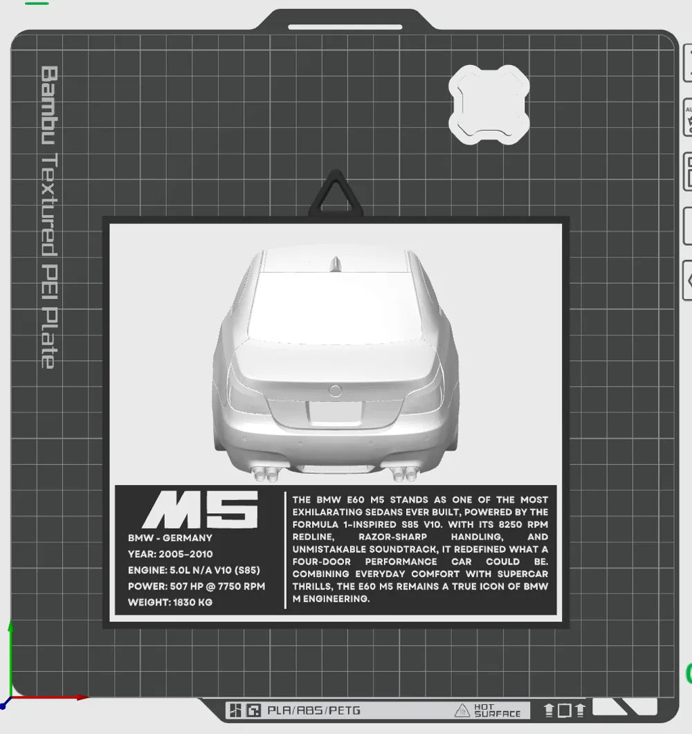 BMW M5 E60 Car Wall Art - Free 3D Print Model - MakerWorld