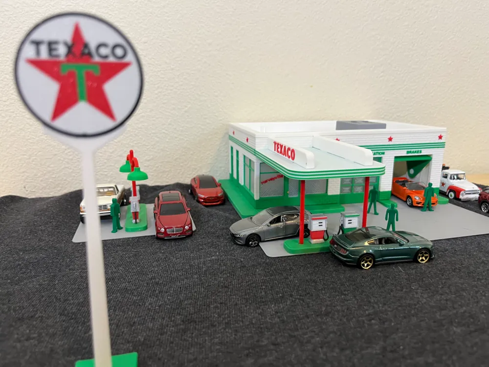 1/64 Scale Vintage Texaco Service Station - Free 3D Print Model ...
