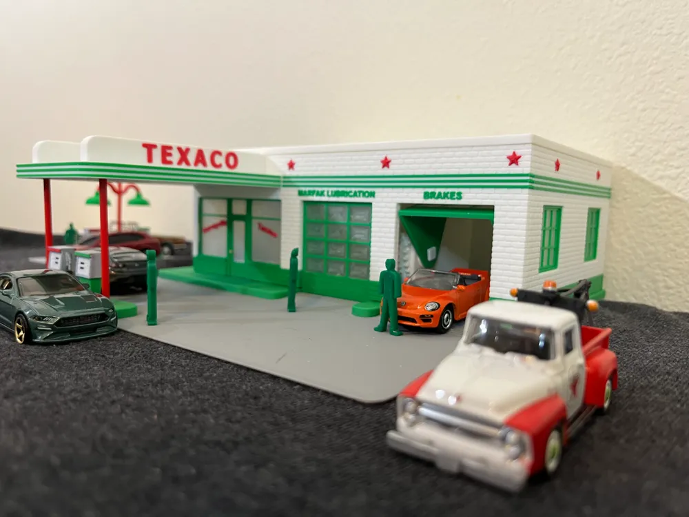 1/64 Scale Vintage Texaco Service Station - Free 3D Print Model ...
