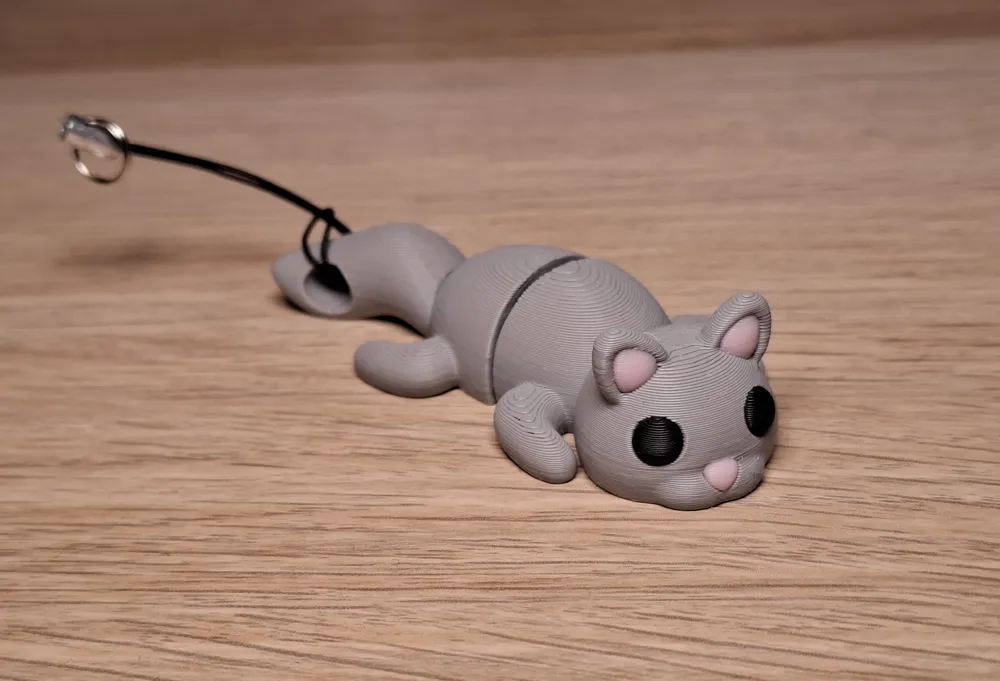 Cute Flexi Cat (Keychain Version) - Free 3D Print Model - MakerWorld