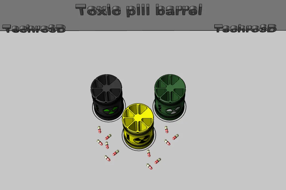 Radioactive oil barrel for pills | Toxic pill barrel | Techro3D by ...