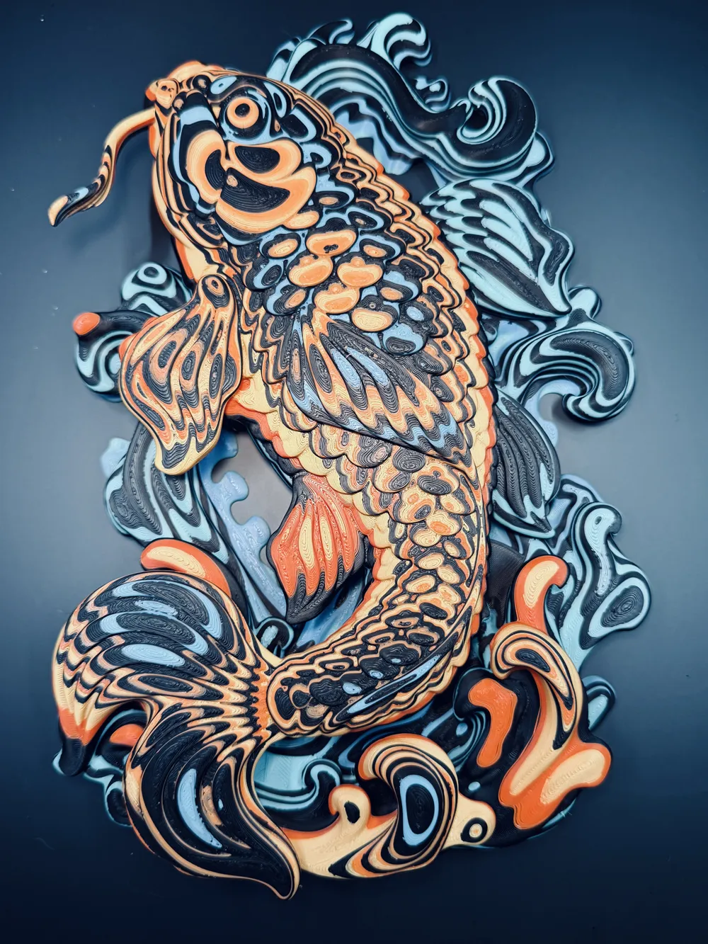 Psychedelic Koi – Color-Stacked Wall Art - Free 3D Print Model - MakerWorld