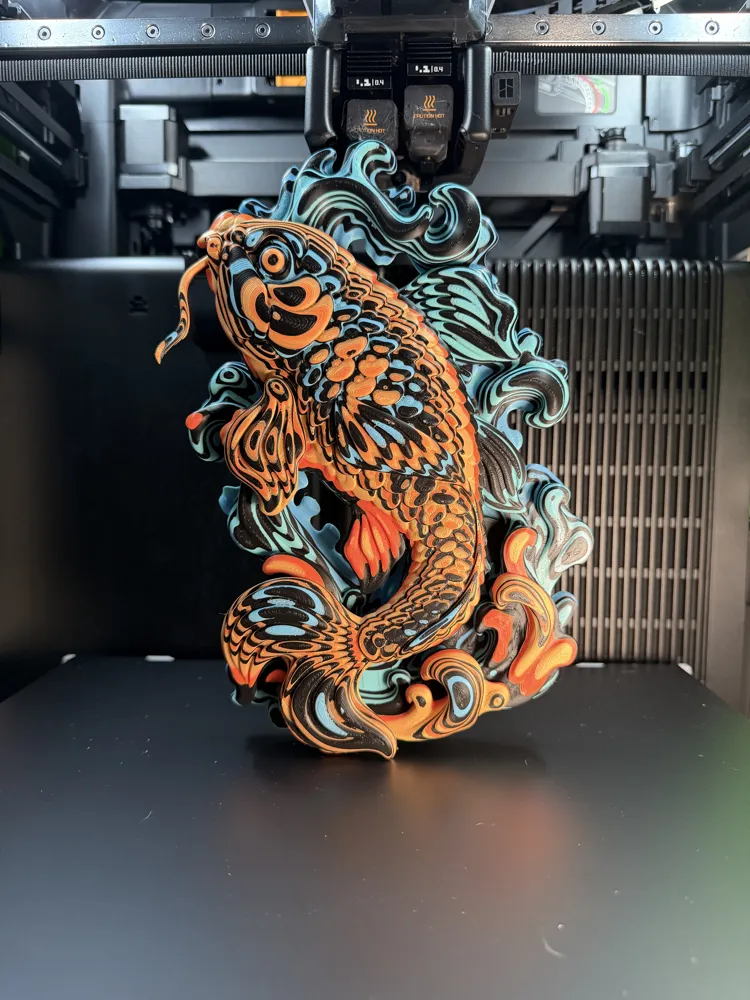 Psychedelic Koi – Color-Stacked Wall Art - Free 3D Print Model - MakerWorld