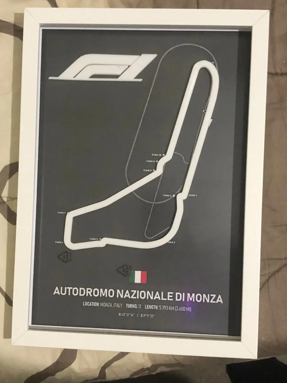 Framed Minimalist Formula 1 Monza Track Art by smatti - MakerWorld