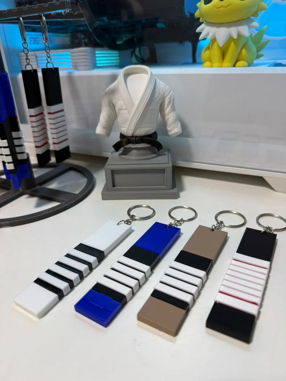 Jiu-Jitsu Belt Keychain (Customizable Degrees) - Free 3D Print Model ...