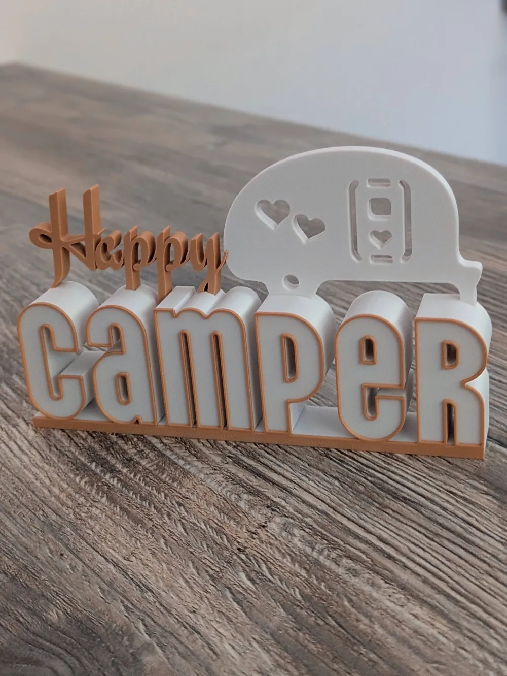 Happy Camper – 3D Printable Sign with Caravan by lov3d MakerWorld ...