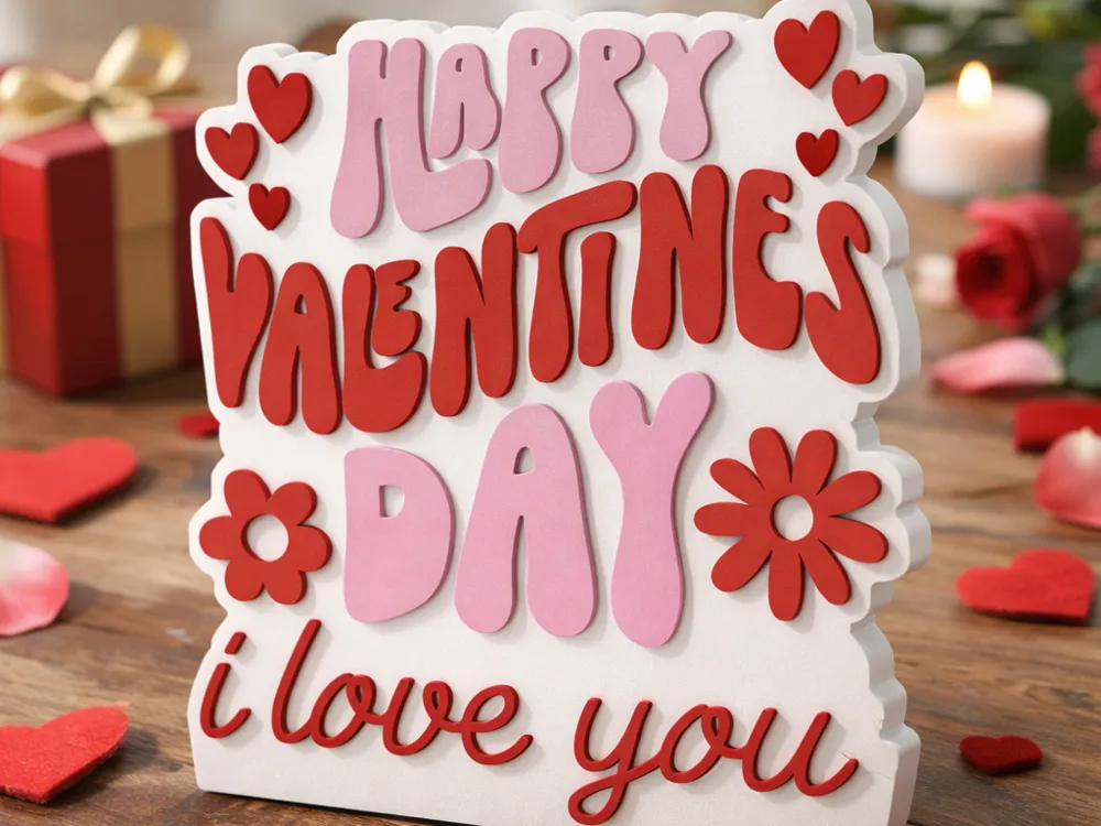 Happy Valentines Day I Love You Sign - Free 3D Print Model - MakerWorld