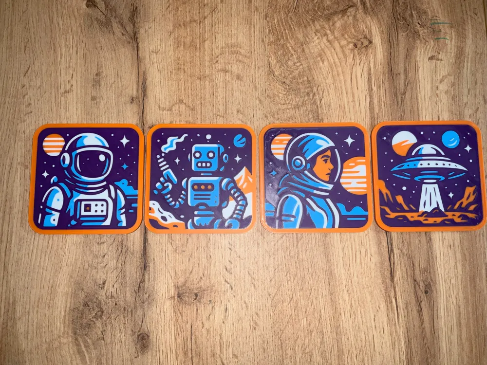 Support + Retro Sci-Fi Coasters 2 sets - Free 3D Print Model - MakerWorld