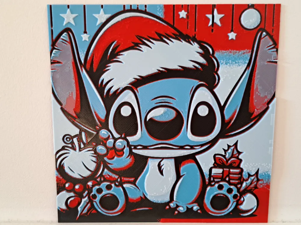 Stitch loves Christmas - hueforge - Free 3D Print Model - MakerWorld