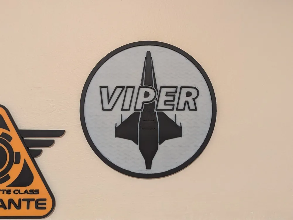 BSG Viper badge / wall art - Free 3D Print Model - MakerWorld