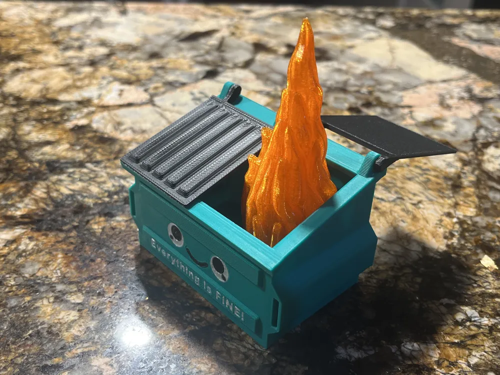 Everything is FINE! Dumpster Fire desk display - Free 3D Print Model ...