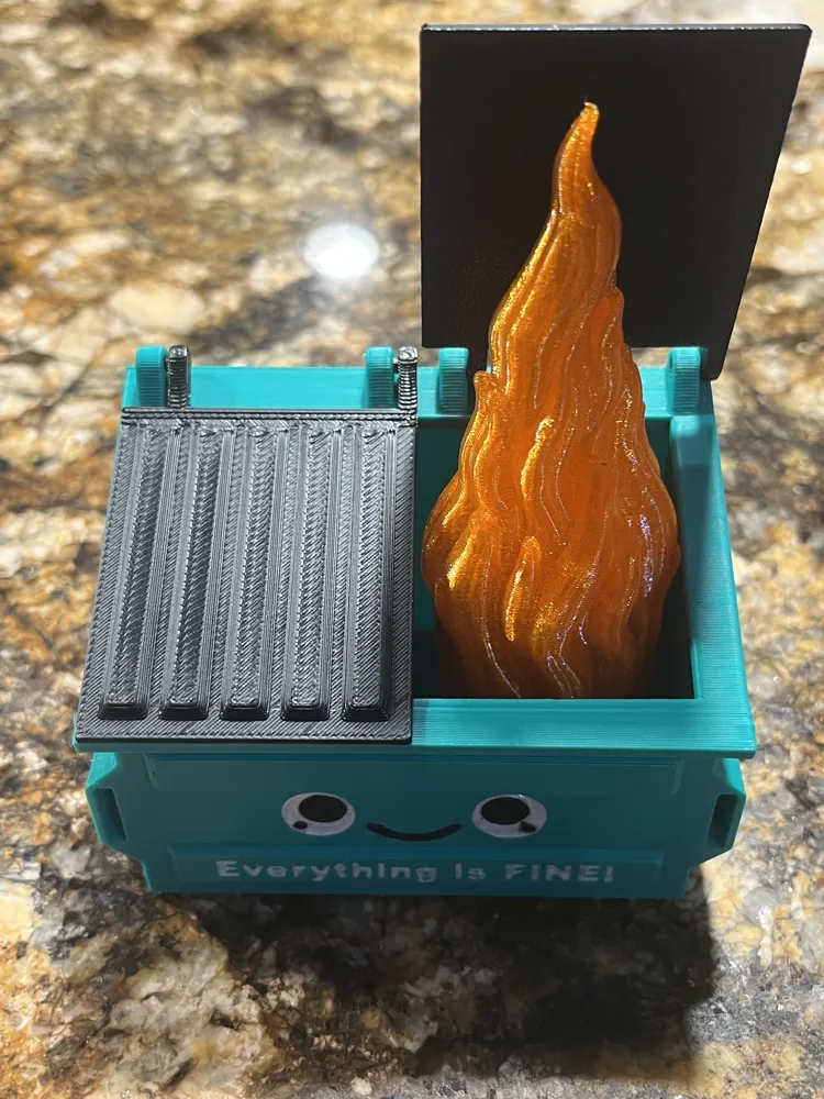 Everything is FINE! Dumpster Fire desk display - Free 3D Print Model ...