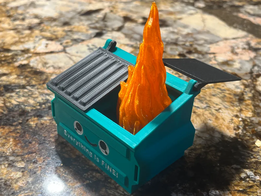 Everything is FINE! Dumpster Fire desk display by Brighton3D Forge ...