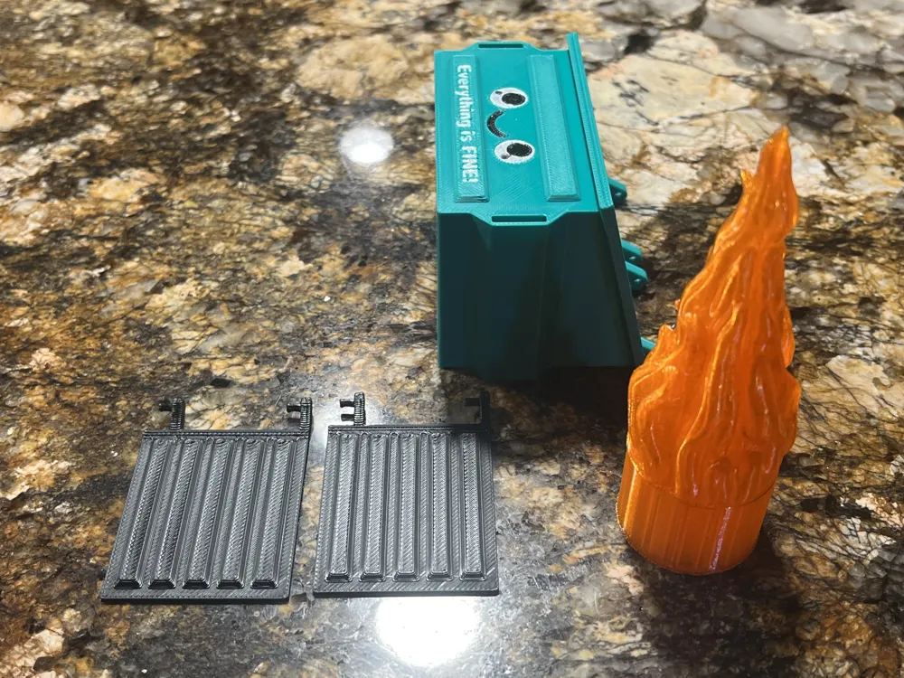 Everything is FINE! Dumpster Fire desk display - Free 3D Print Model ...