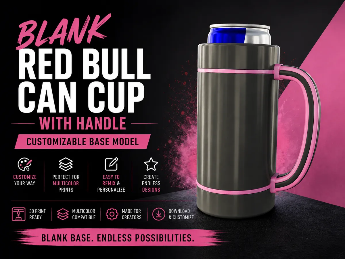 Blank Red Bull Can Cup with Handle - Free 3D Print Model - MakerWorld