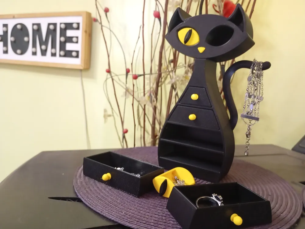 atomic cat drawer jewelry box - Free 3D Print Model - MakerWorld